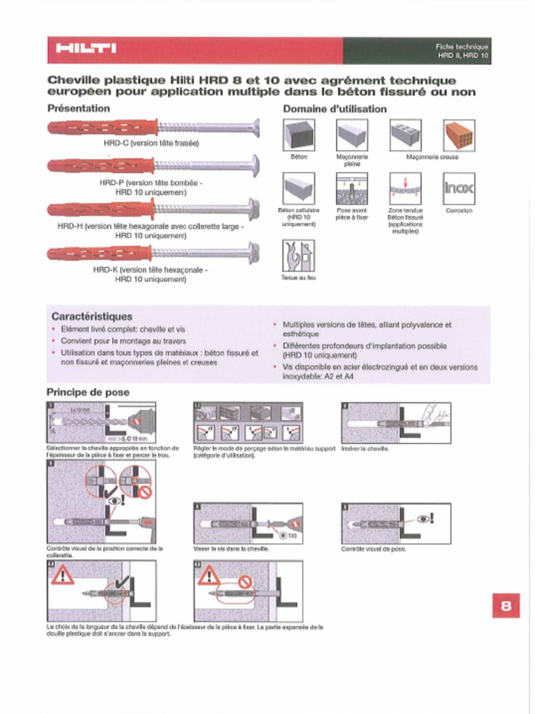 Fiche Technique Cheville HRD | PDF