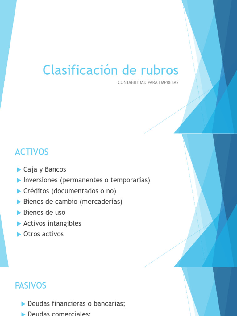 Clasificación de rubros | PDF | Contabilidad | Deuda
