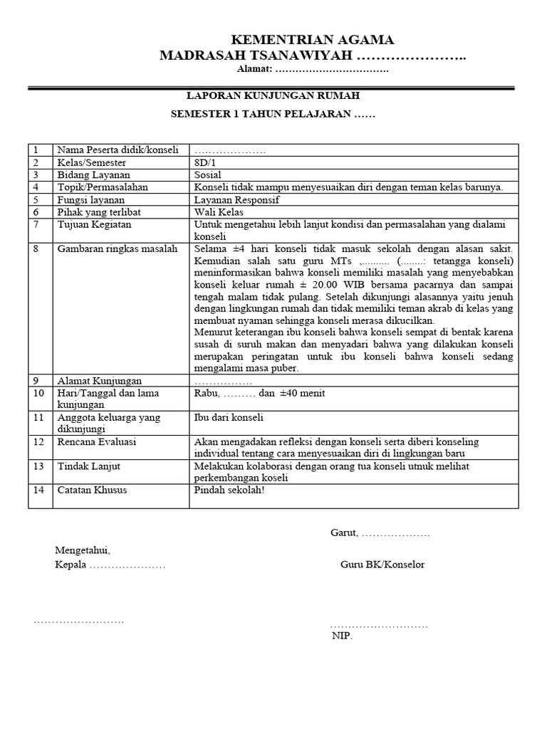 Laporan Home Visit | PDF | Pengembangan Diri | Kesehatan Holistik