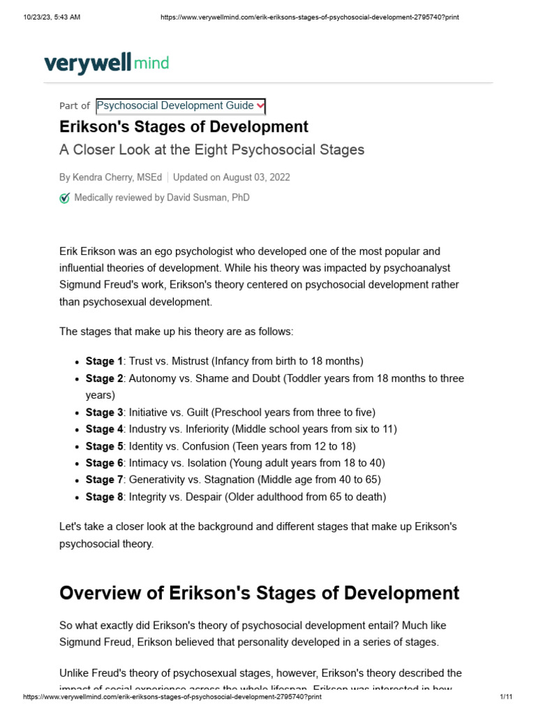 Erik Eriksons Stages of Psychosocial Development 2795740 | Download ...