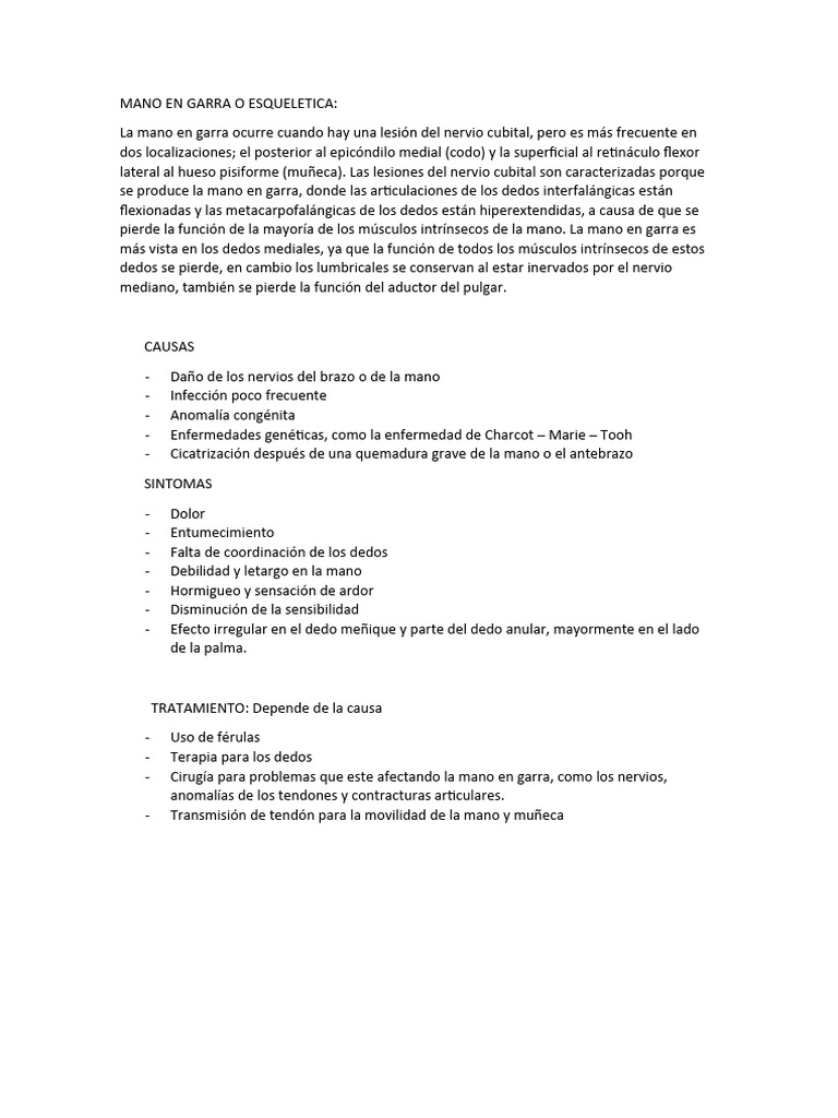 Mano en Garra | PDF | Mano | Anatomía humana