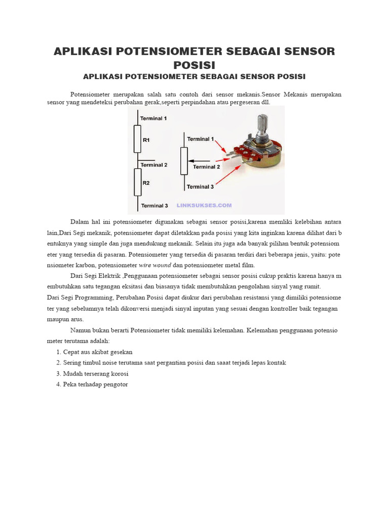 Aplikasi Potensiometer Sebagai Sensor Posisi | PDF