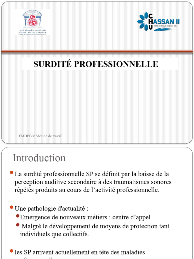 Surdité Professionnelle - Vf | PDF | Bruit | Audition