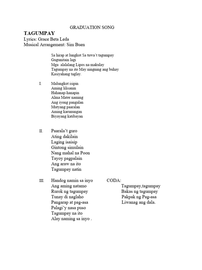 Graduation Song | PDF