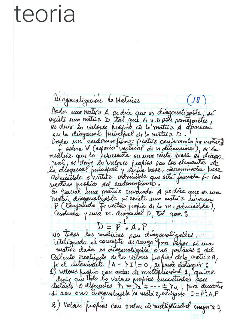 Tema 7- Diagonalización de Matrices | PDF