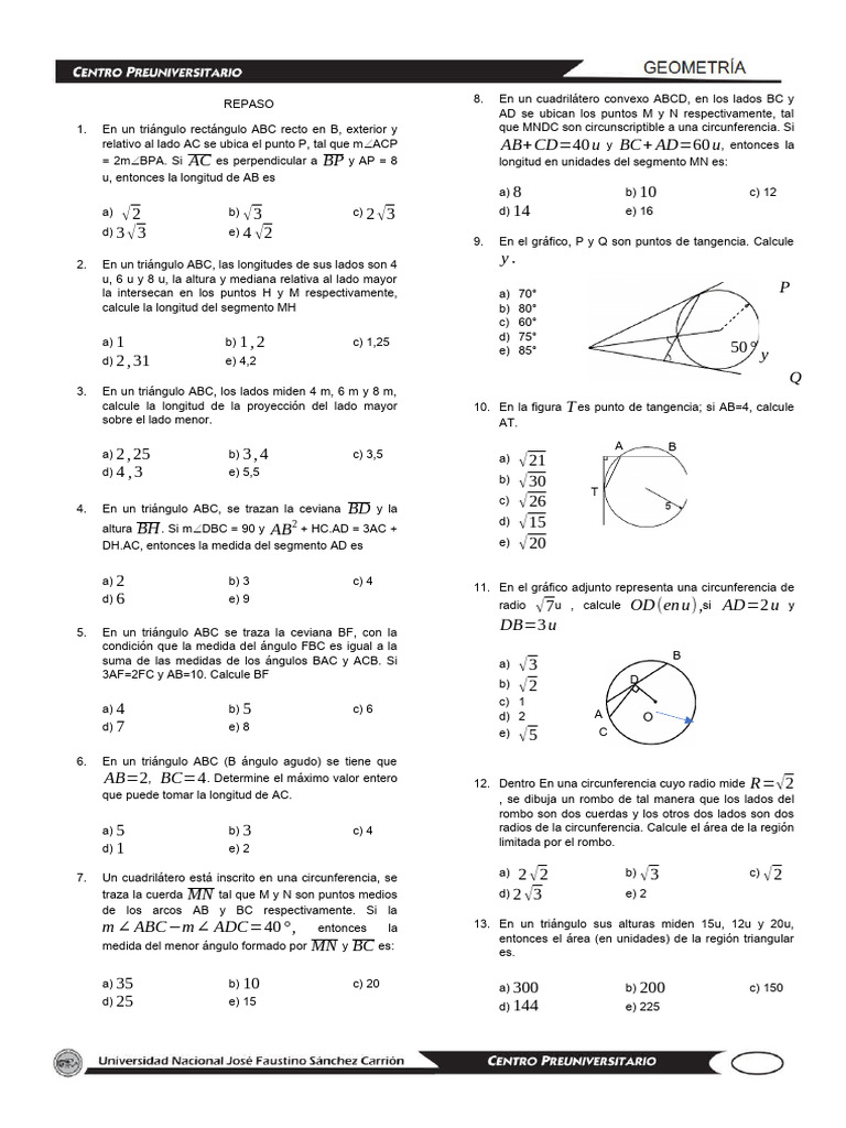 Repaso Cpu 2023 II | PDF | Triángulo | Geometría Elemental