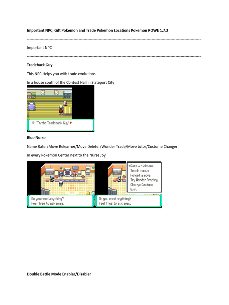 Pok俶on ROWE - Important NPC, Gift Pokemon and Important Item Locations ...