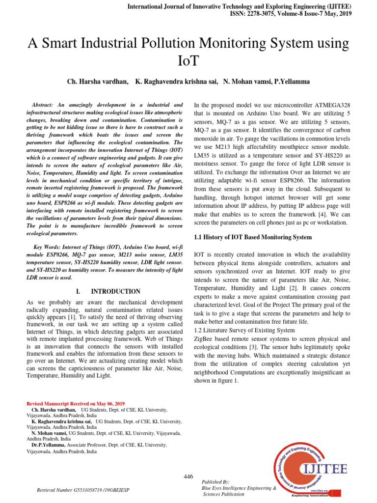 A Smart Industrial Pollution Monitoring System Using | PDF | Internet ...