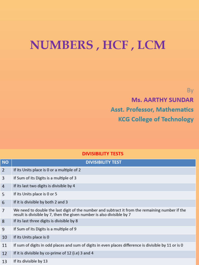 A17 Numbers, HCF & LCM | PDF | Prime Number | Numbers