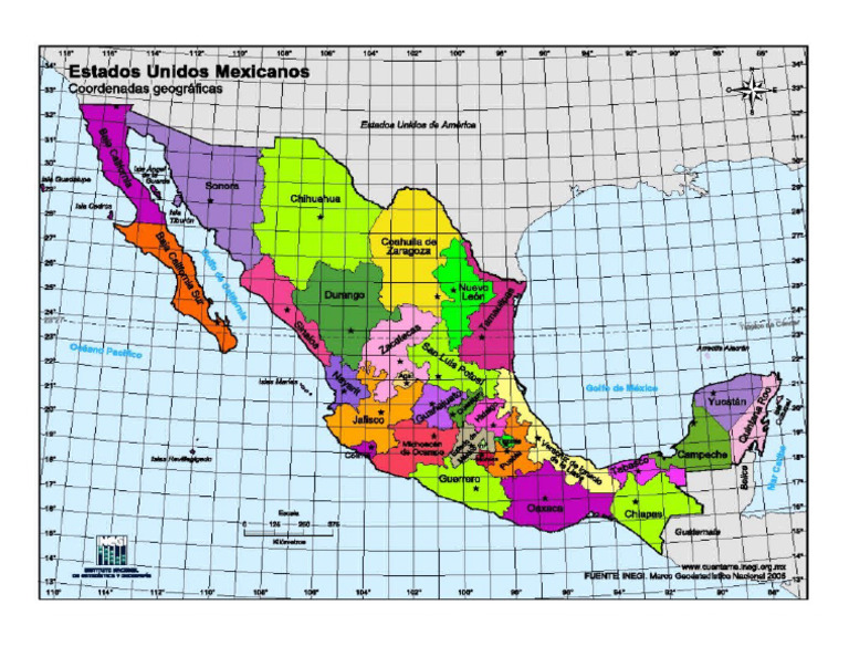 Mapa de Mexico Con Las Coordenadas | PDF