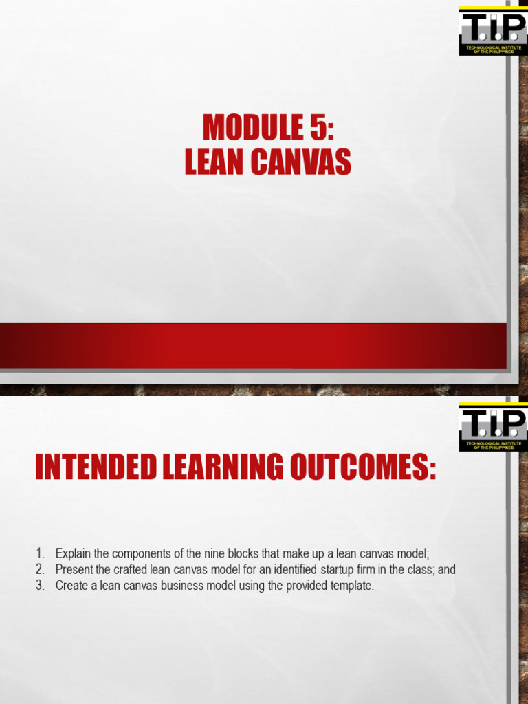 Module 5 - Lean Canvas | PDF | Business Model | Lean Startup