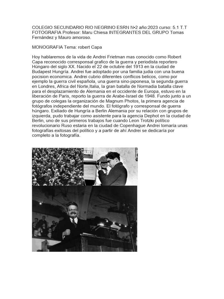 Vida y legado de Robert Capa | PDF | Historia