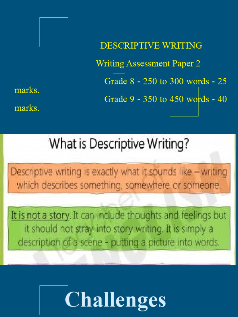 Grade 8 - 9 Descriptive Writing | PDF | Linguistics