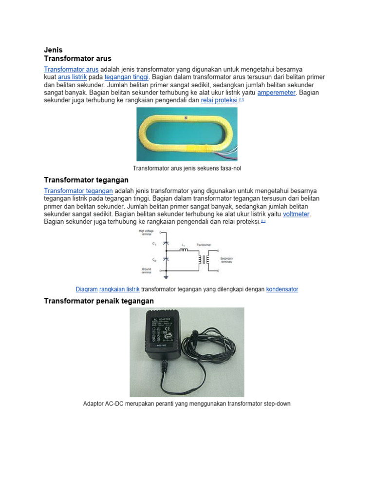 Jenis-jenis Transformator dan Fungsinya | PDF
