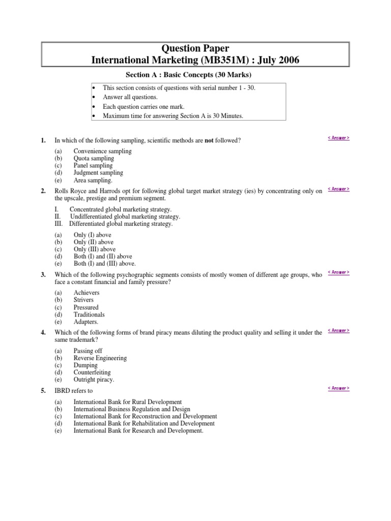International Marketing Exam Questions | PDF | Volkswagen | Brand