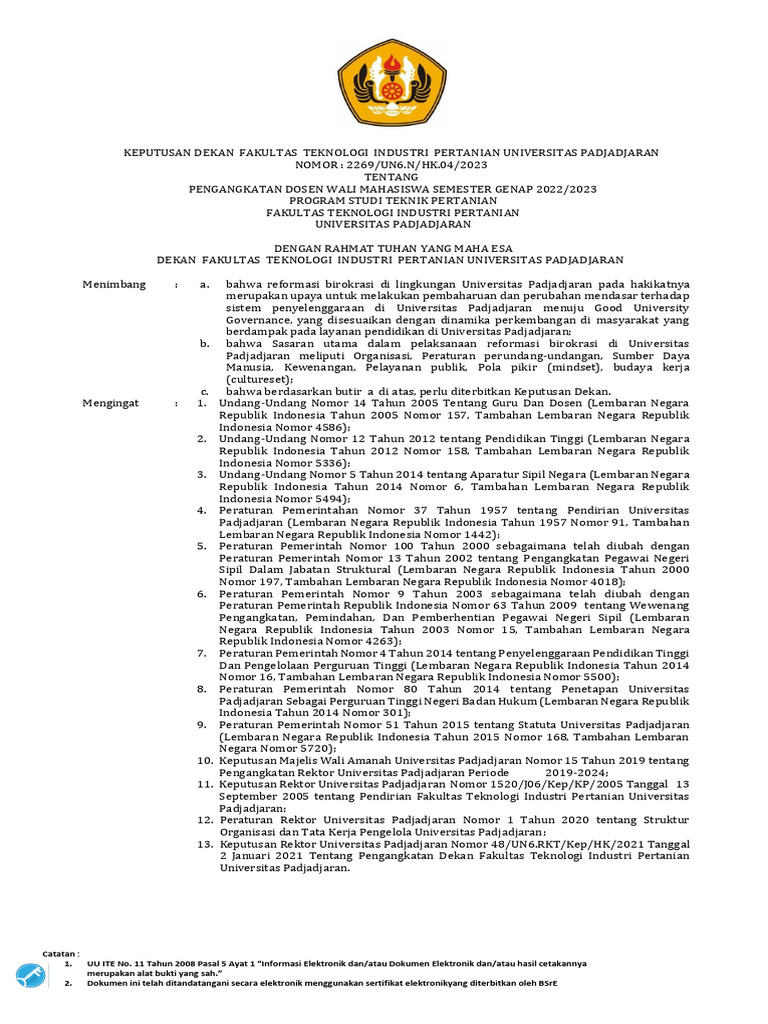 SK DOSEN WALI (TEP) Ok | PDF