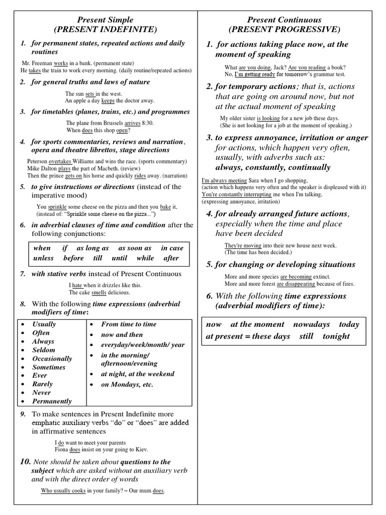 Present Simple, Continuous, Perfect | PDF | Perfect (Grammar) | Linguistic Morphology