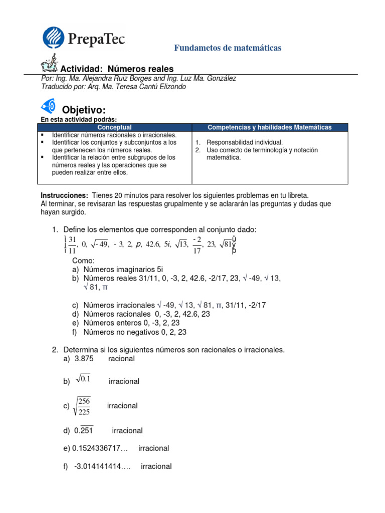 Mate Documento Irracional | PDF | Número Real | Número racional