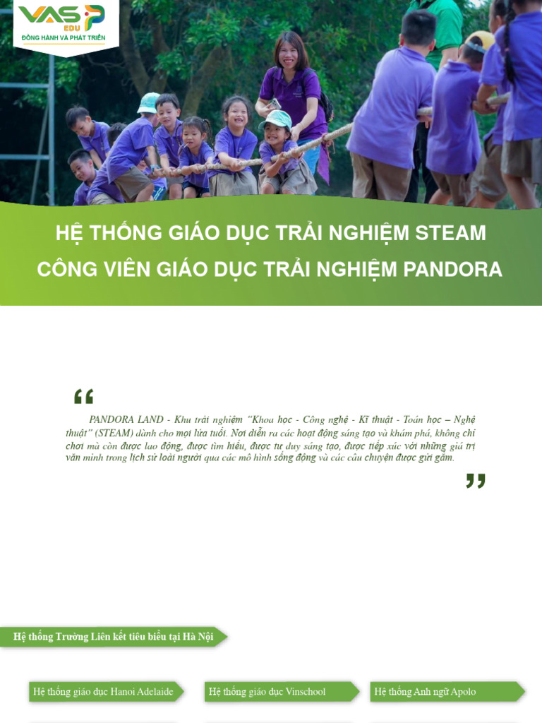 VAS EDU. Chương trình trải nghiệm STEM tại công viên Pandora - Mr Hạnh | PDF