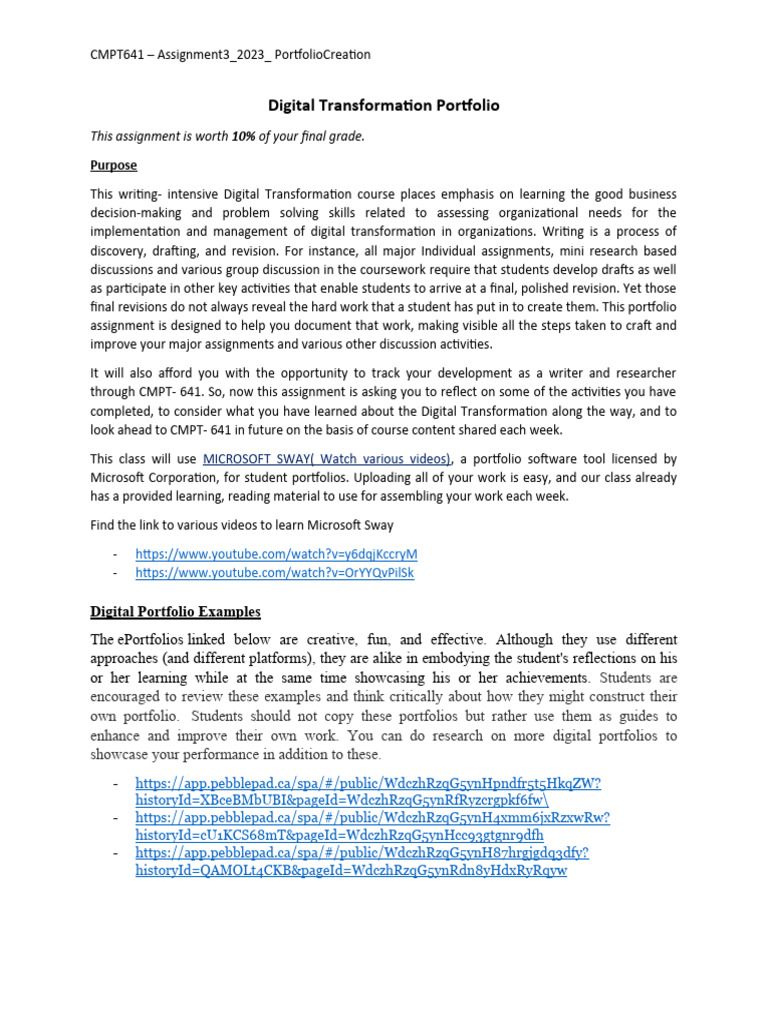 Digital Transformation Portfolio Guide | PDF | Learning | Multimedia