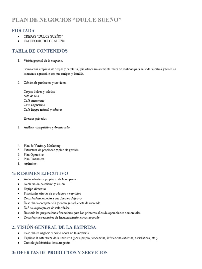 IC Simple Business Plan Outline 27159 WORD ES | PDF | Marketing ...