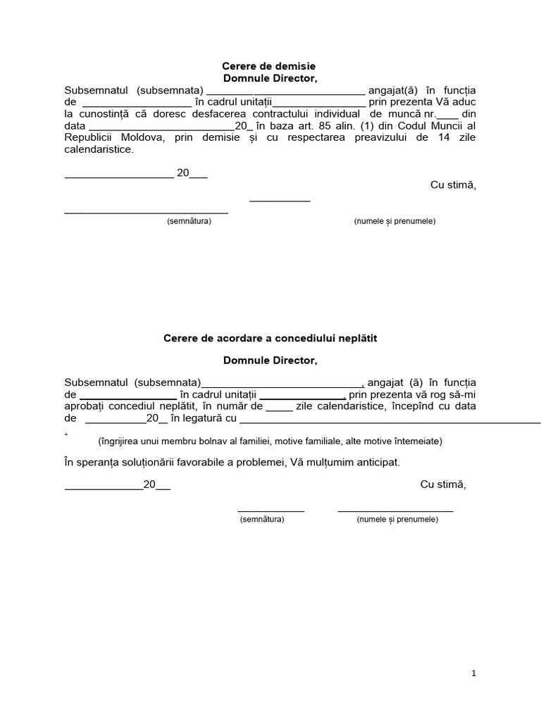 Cerere de Demisie | PDF
