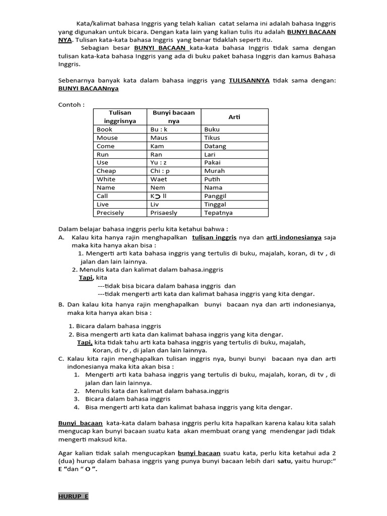 Tugas Bhs Inggris Ke-6 - 7 Macam2 Bunyi Hurup e Dan o Dan Tanya Jawab ...