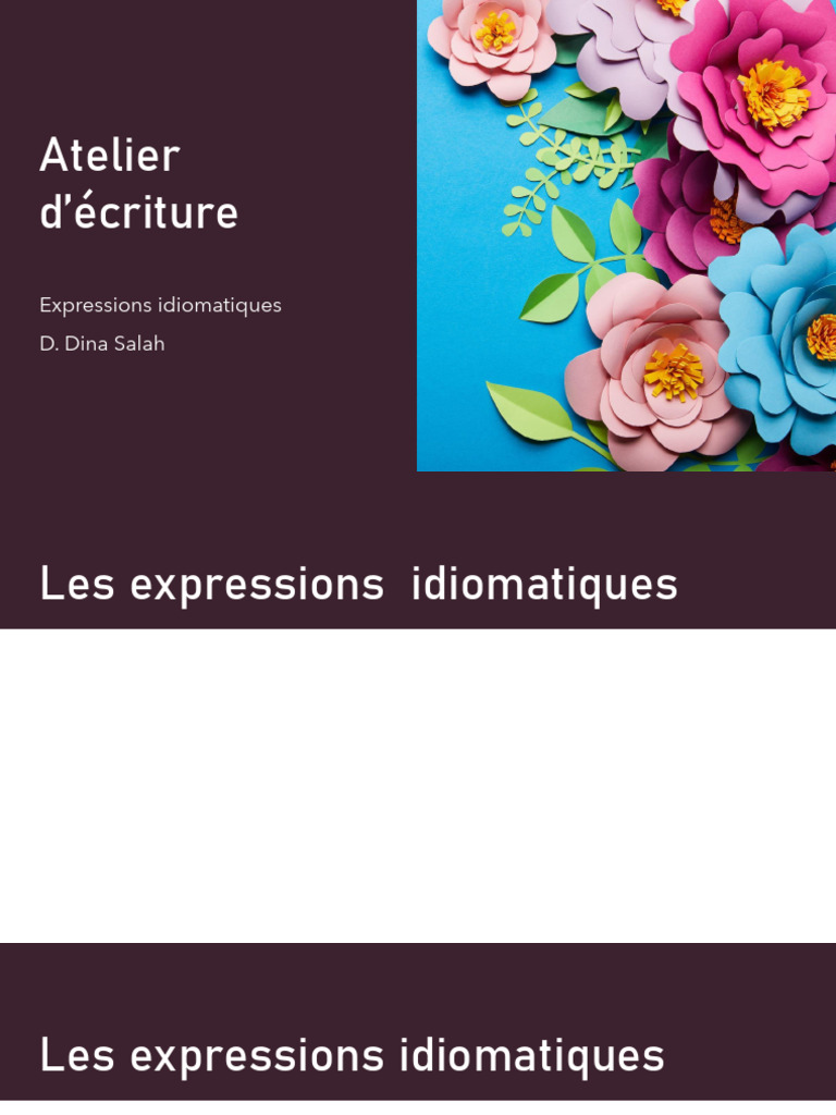 Atelier sur les expressions idiomatiques | PDF | Idiotisme