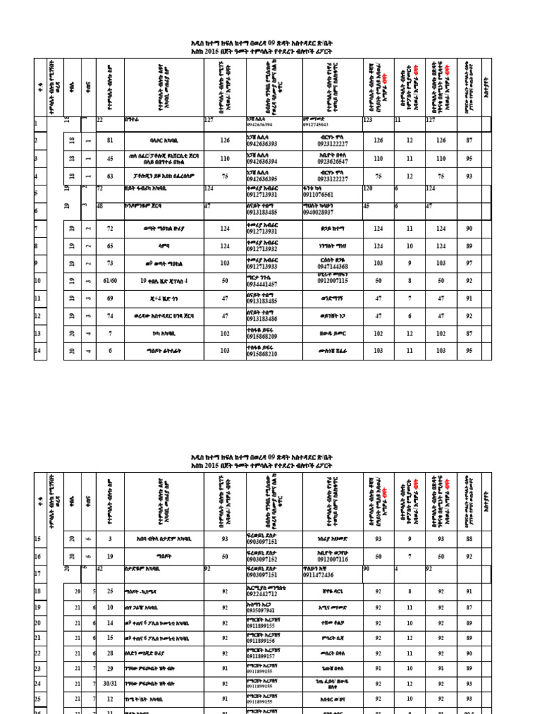 Addis Ketema Woreda 09 Model Block Till 2015 & 2016 Plan | PDF