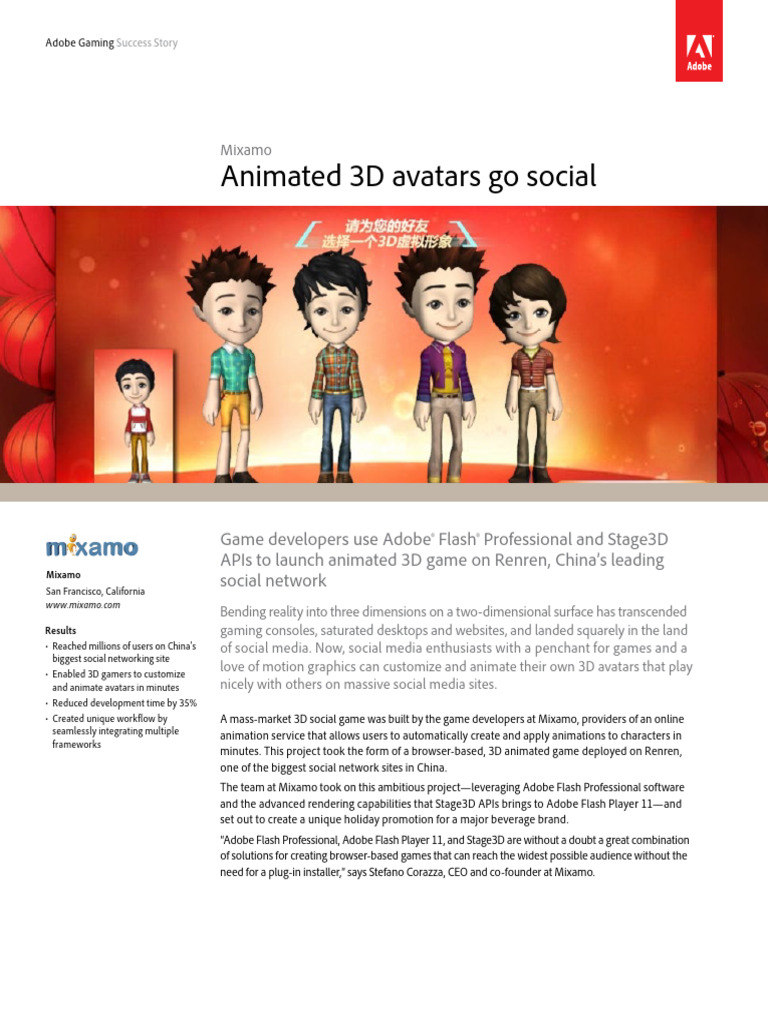 Mixamo Case Study | PDF | Adobe Flash | 3 D Computer Graphics