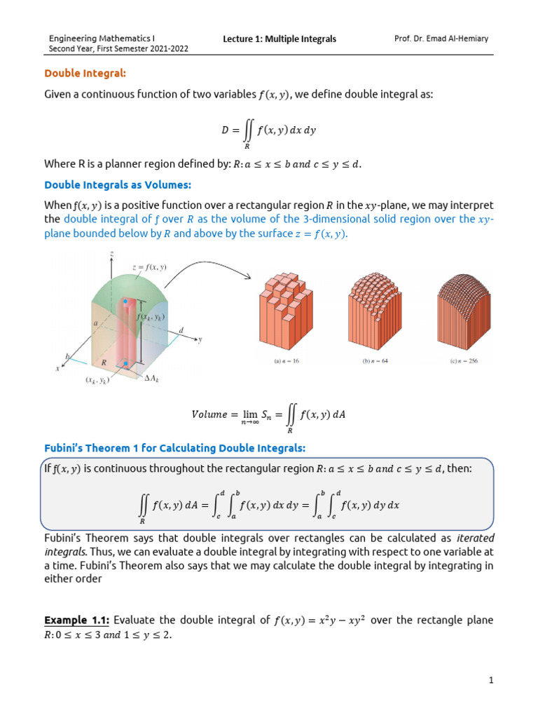 Math Lec. 1 | PDF | Integral | Sphere