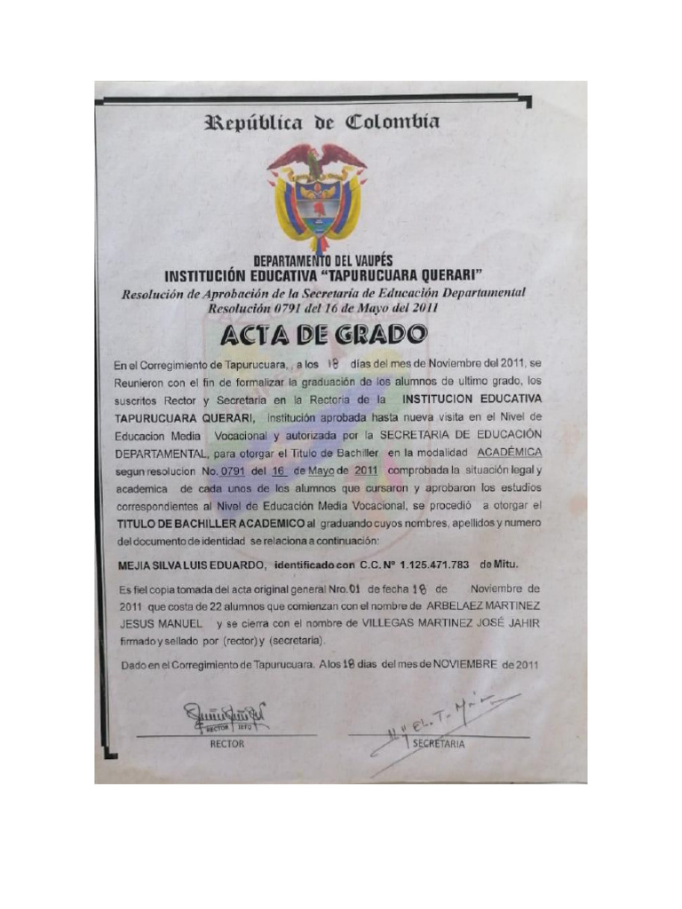 ACTA DE GRADO | PDF