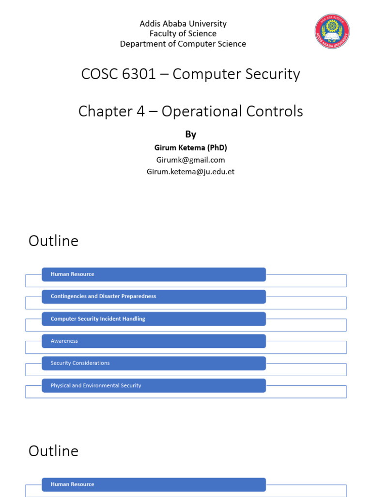 COSC 6301 - Computer Security - Operational Controls | PDF | Security | Computer Security