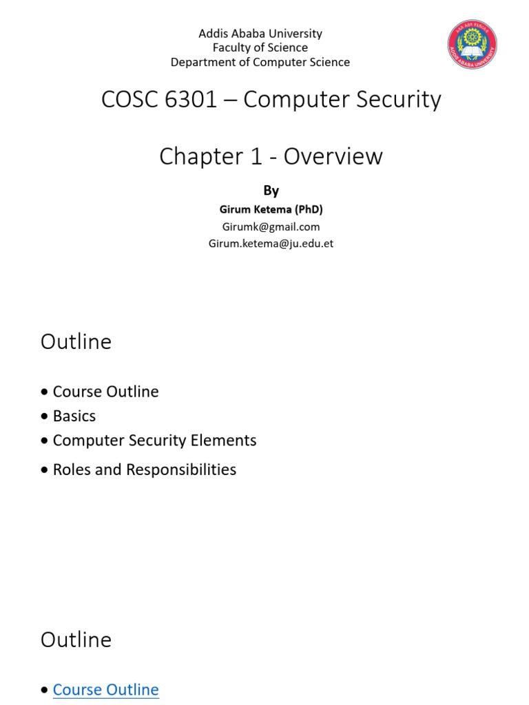 COSC 6301 - Computer Security - Overview | PDF | Information Security | Computer Security