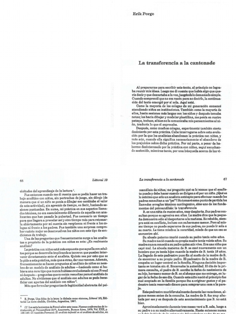 Porge, Erik La Transferencia À La Cantonade | PDF Porge, Erik La Transferencia À La Cantonade | PDF