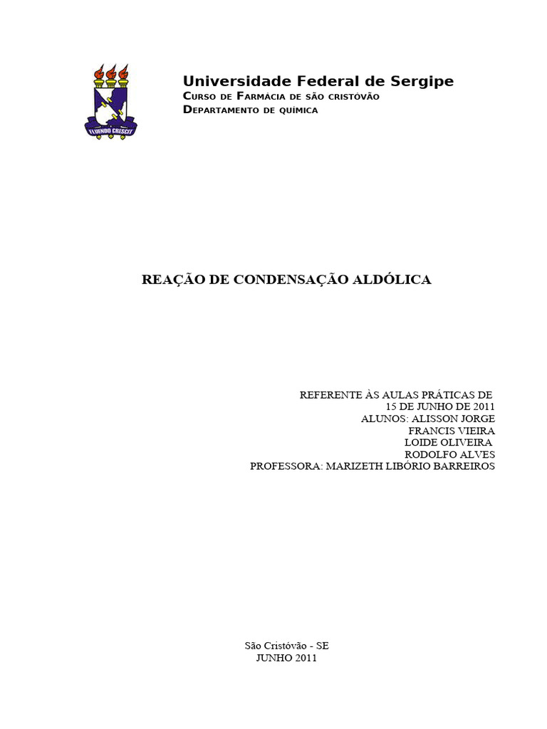 Relatorio Condensacao Aldolica | PDF | Aldeído | Reações químicas