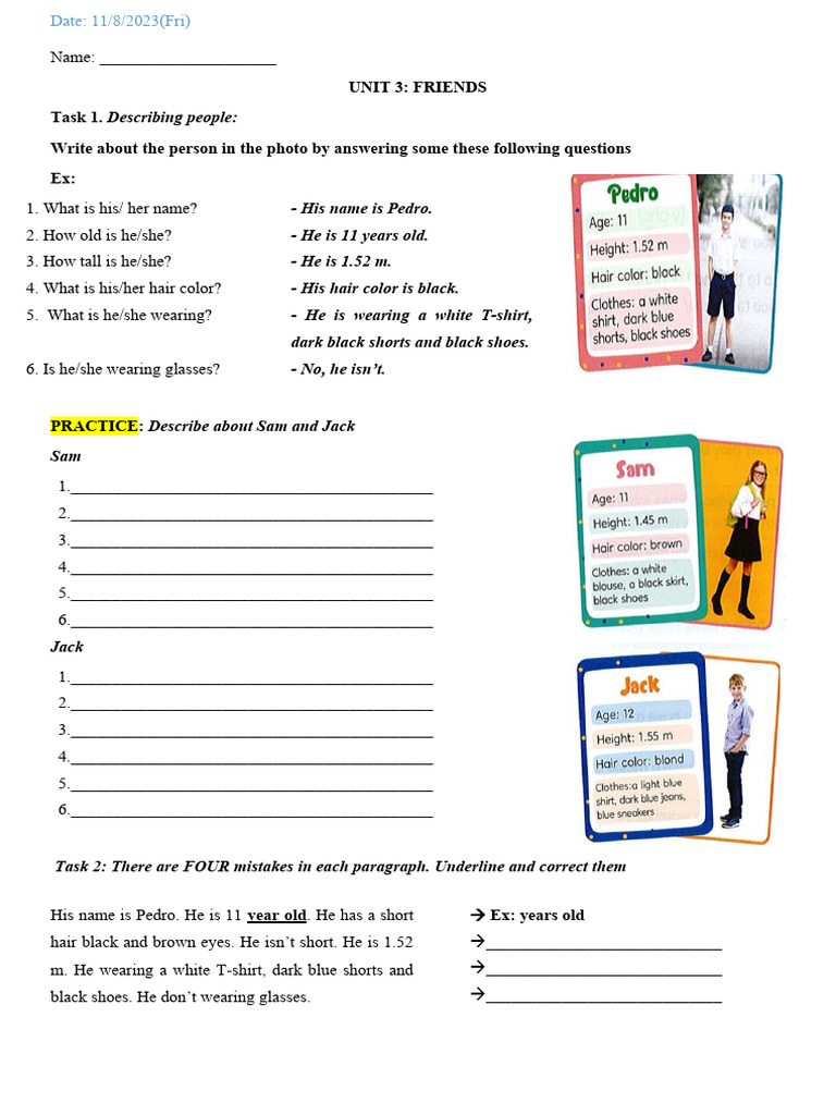 UNIT 3 G6 SW Aug 11 Edited | PDF | Human Appearance | Clothing