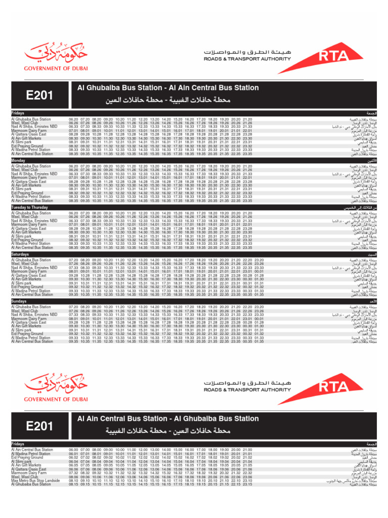 Bus E201 Timetable | PDF