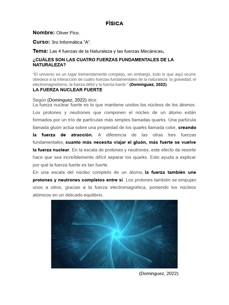 Fuerzas de La Naturaleza | PDF | Interacción fundamental | Fuerza