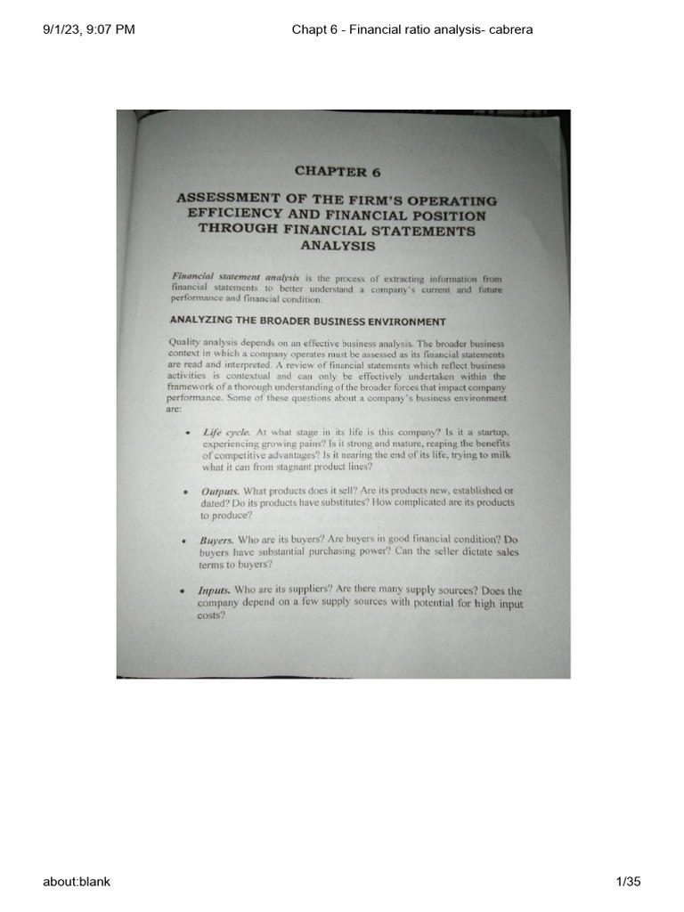 Chapt 6 - Financial ratio analysis- cabrera | PDF | Accounting | Economics