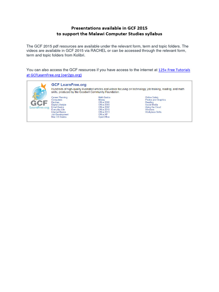 How To Access GCF 2015 Resources That Support The Computer Studies ...