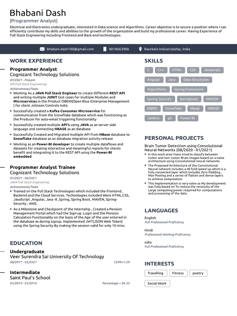 Bhabani's Resume | PDF | Databases | Representational State Transfer