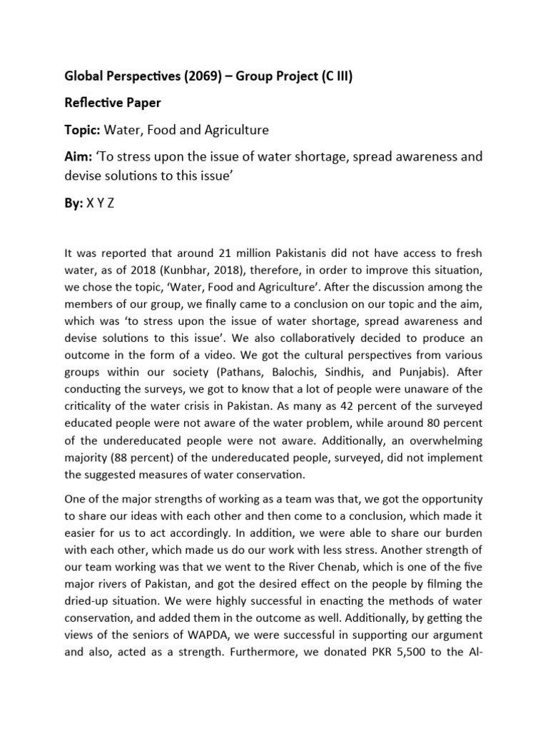 Reflective Paper (Aaliyan) | PDF | Water Scarcity | Social Media