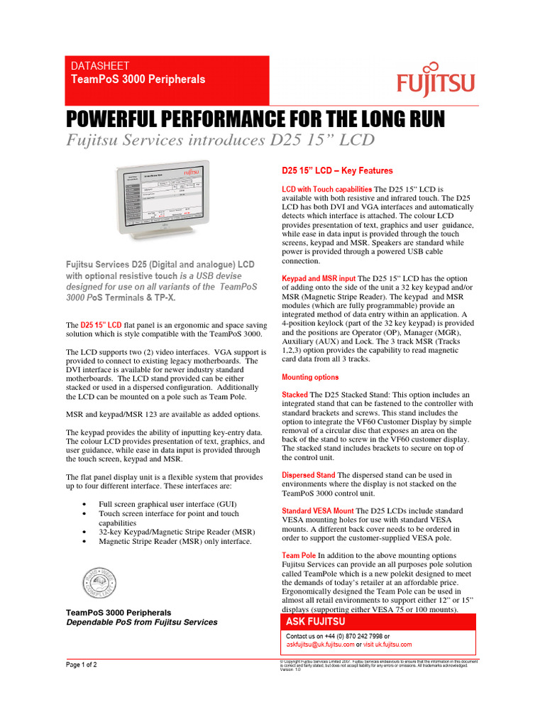 Fujitsu D25 - LCD15 | PDF | Usb | User Interface