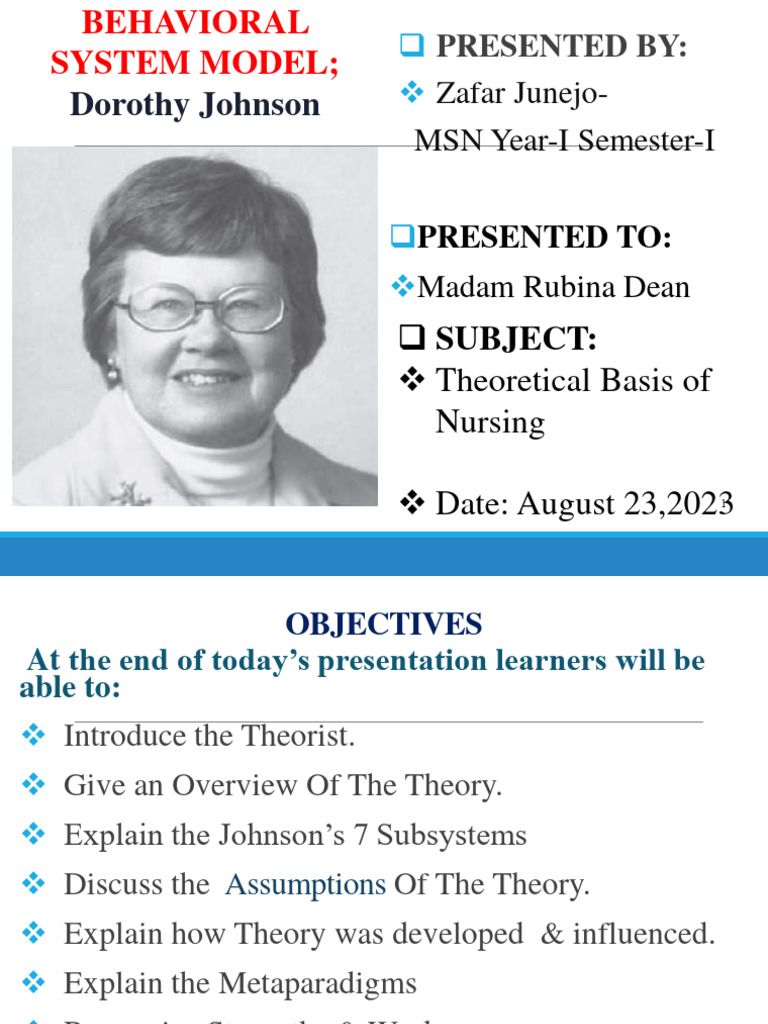 Johnson's Behaviour System Model.. | PDF | Nursing | Behavior