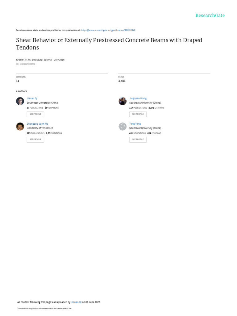 Shear Behavior of Externally Prestressed Concrete Beams With Draped ...