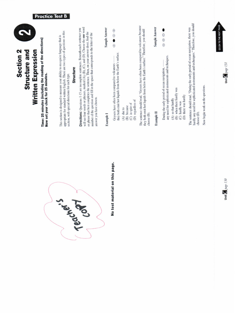 TOEFL ETS Structure Practice Test B | PDF