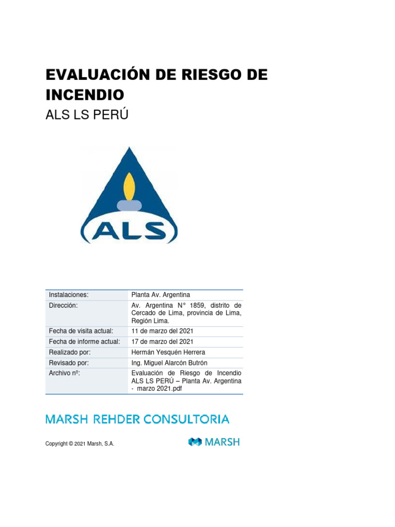 Evaluación de Riesgo de Incendio ALS LS PERÚ - Planta Av. Argentina ...