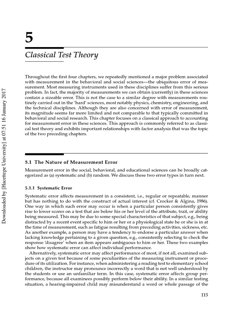 Understanding Classical Test Theory | PDF | Observational Error ...