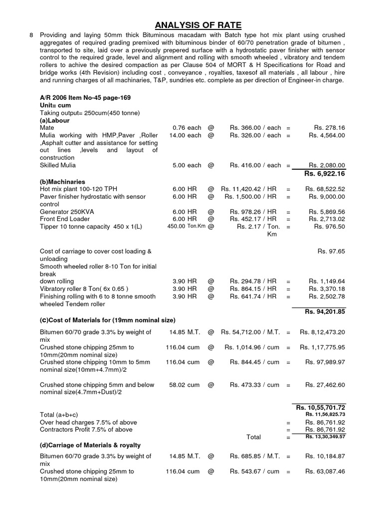 Estimate - 3. - Bitumen Work | PDF | Structural Engineering | Building Engineering